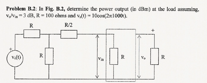 Solved In Fig. B.2, determine the power output (in dBm) at | Chegg.com