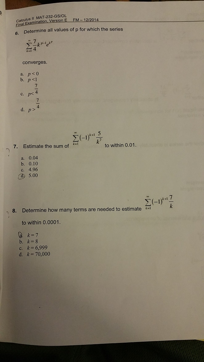 Solved Determine all values of p for which the series | Chegg.com