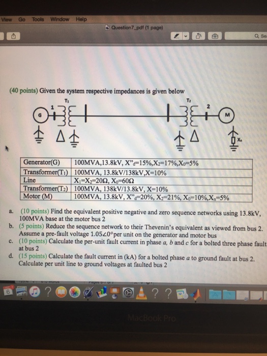 Solved Given the system respective impedances is given below | Chegg.com