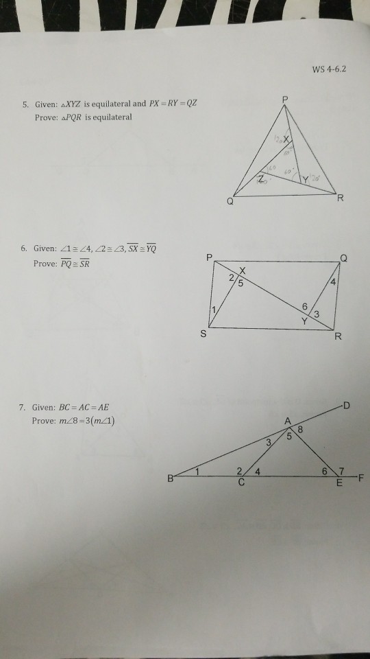 Solved WS 4-6.2 Given: XYZ is equilateral and PX-RY_Q2 | Chegg.com