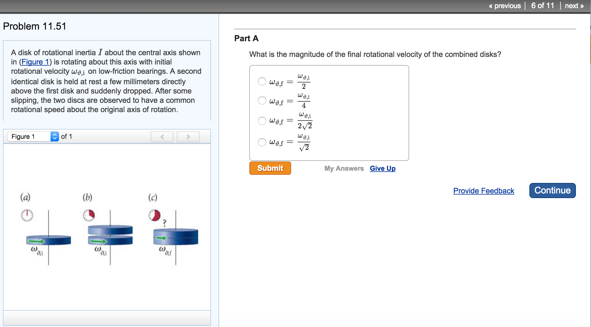 Solved A disk of rotational inertia I about the central axis | Chegg.com