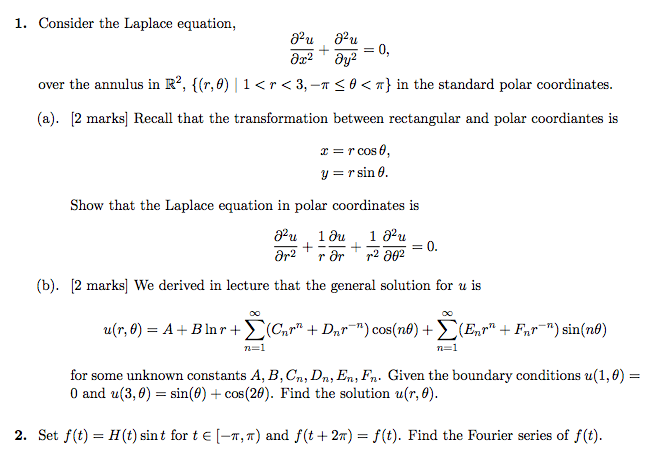 Solved Consider the Laplace equation, partial | Chegg.com