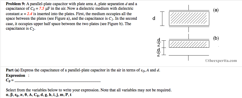 Solved Problem 9: A parallel-plate capacitor with plate area | Chegg.com
