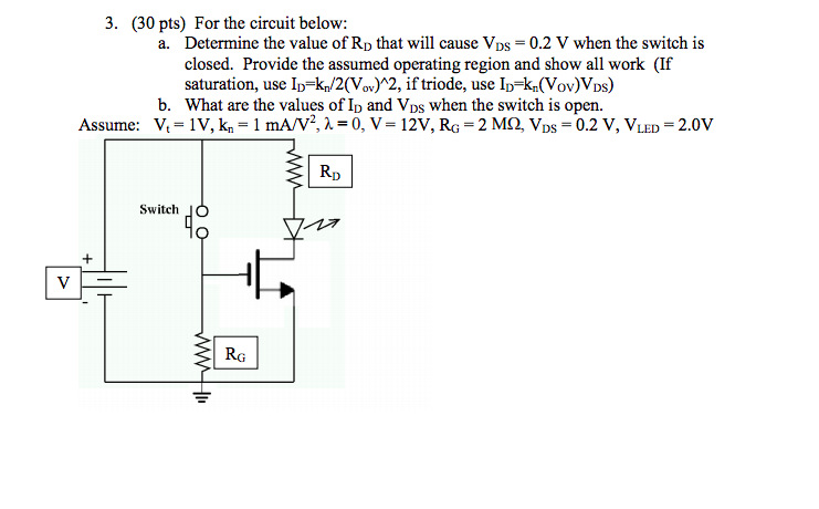 Solved For the circuit below: a. Determine the value of R_D | Chegg.com