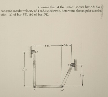 Solved Knowing that at the instant shown bar AB has a | Chegg.com