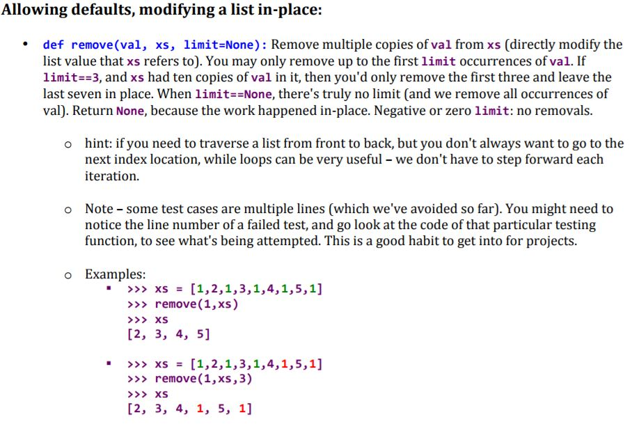 Solved Allowing defaults, modifying a list in-place: def | Chegg.com