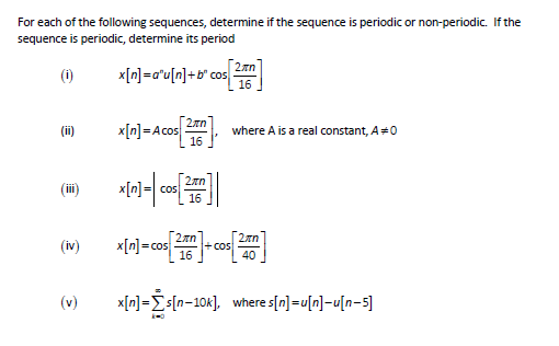 Solved For each of the following sequences, determine if the | Chegg.com