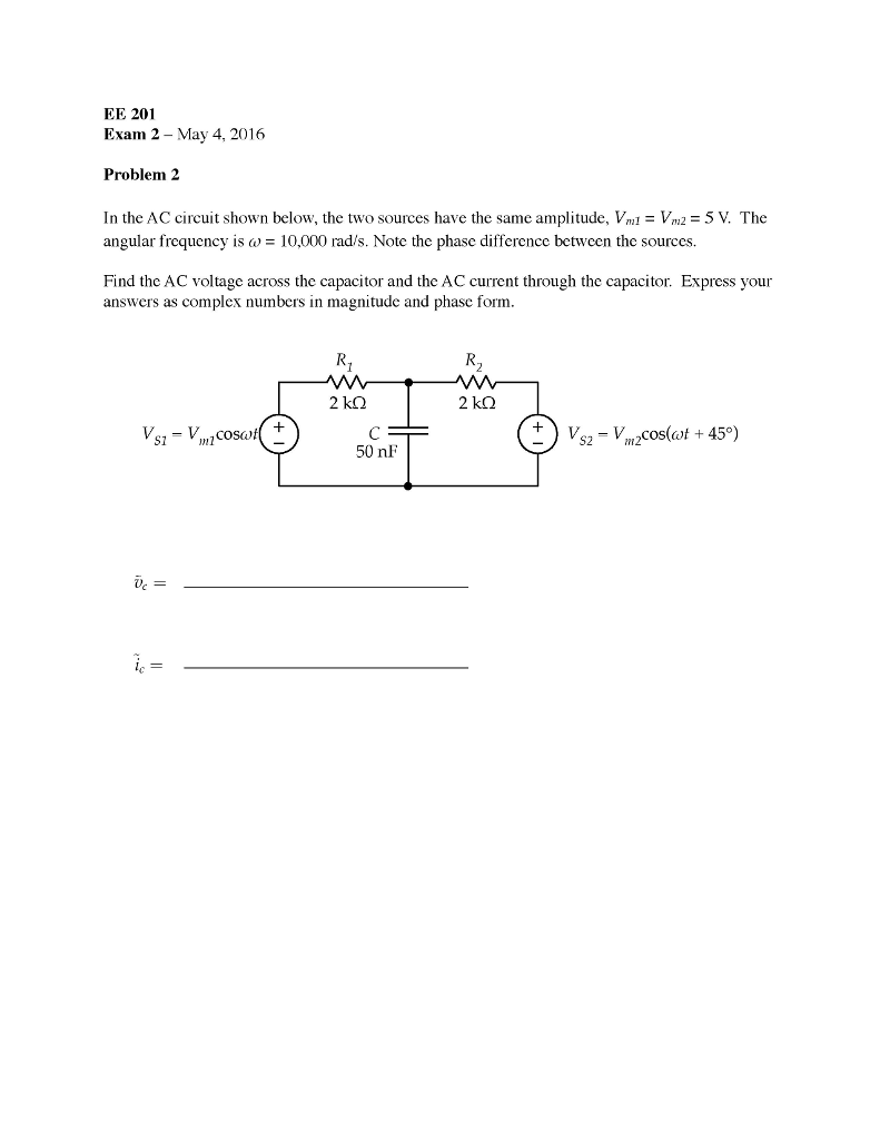 Solved In the AC circuit shown below, the two sources have | Chegg.com