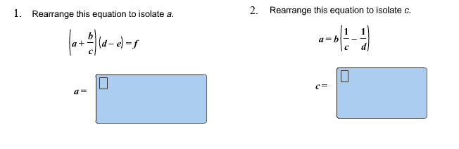 Solved 1. Rearrange this equation to isolate a. 2. Rearrange | Chegg.com