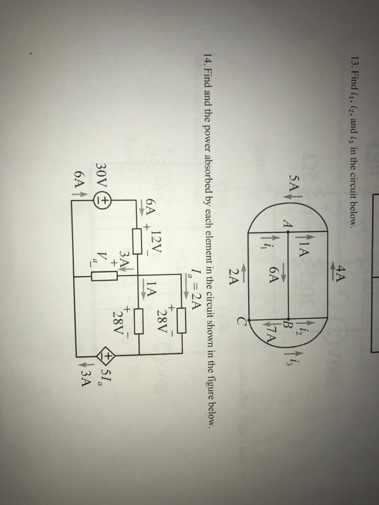 Solved 13. Find 11, 12, and 13 in the circuit below. 4A 1A | Chegg.com