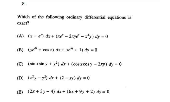 Solved Which of the following ordinary differential | Chegg.com