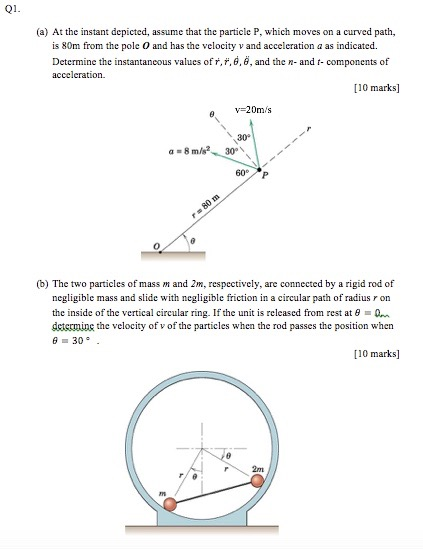 Solved Q1 A) At the instant depicted, assume that the | Chegg.com