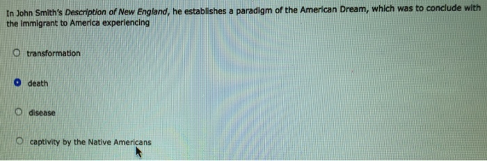 In John Smith's Description of New England, he | Chegg.com