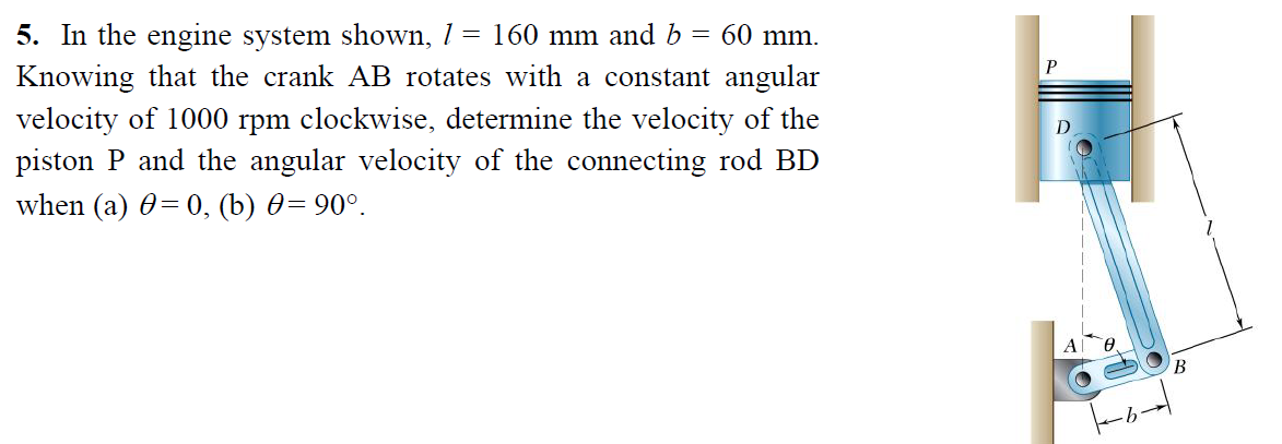 Solved In the engine system shown, l = 160 mm and b = 60 mm. | Chegg.com