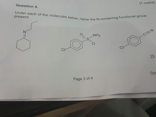 Solved 17 marks) Question 4. Under each of the molecules | Chegg.com