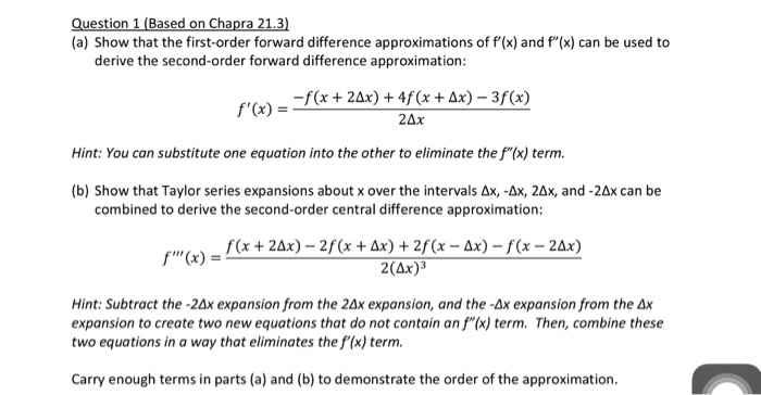 Solved Show That The First Order Forward Difference