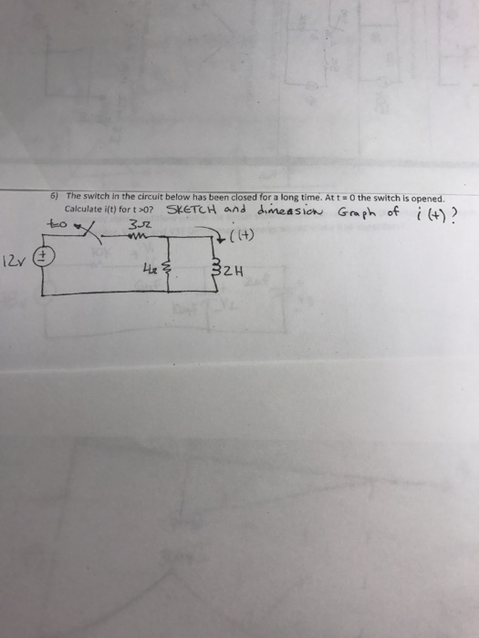 Solved The switch in the circuit below has been closed for a | Chegg.com