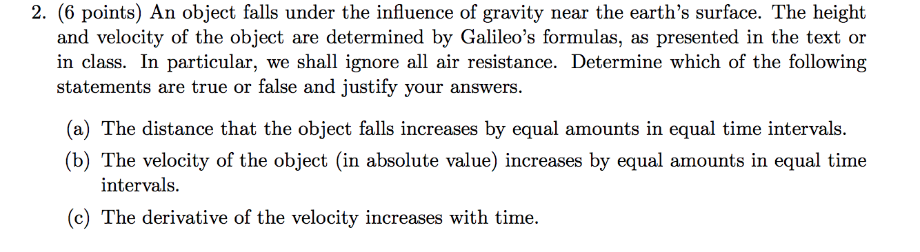 Solved An object falls under the influence of gravity near | Chegg.com