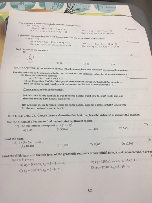Solved The sequence is defined recursively. Write the first | Chegg.com