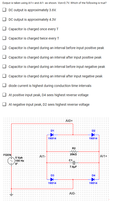 Solved Output is taken using Al1+ and Al1- as shown. | Chegg.com