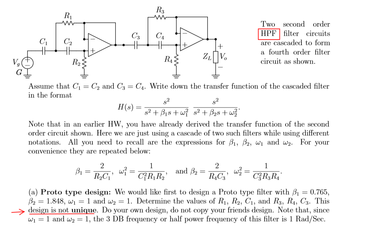 Solved Two second order HPF filter circuits are cascaded to | Chegg.com