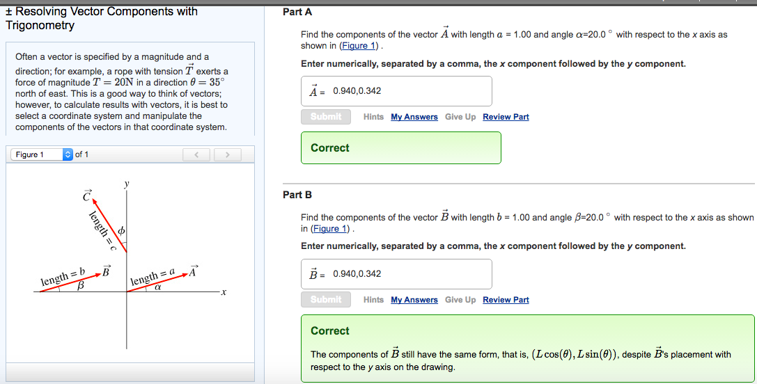 Solved ± Resolving Vector Components with Trigonometry Part | Chegg.com