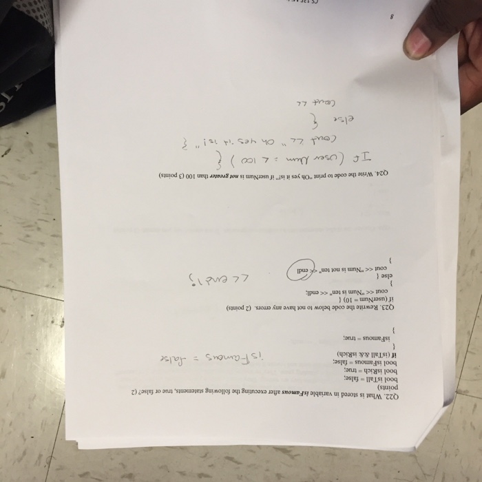 Solved What is stored in variable isFamous after executing | Chegg.com