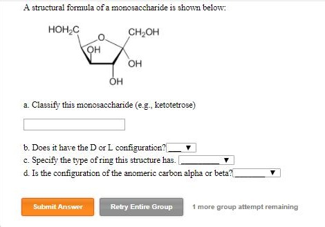 Solved A structural formula of a monosaccharide is shown | Chegg.com