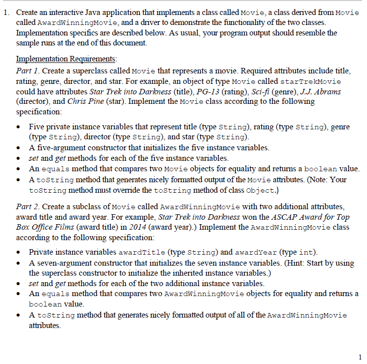 1. Create an interactive Java application that | Chegg.com