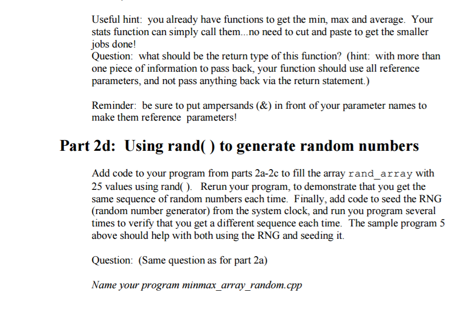 Solved Part 2a Calculating The Maximum And Minimum Of An