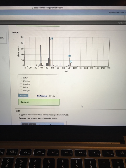 Solved 읊 session.masteri Signed in as Sarah Fr Part E 100 80 | Chegg.com