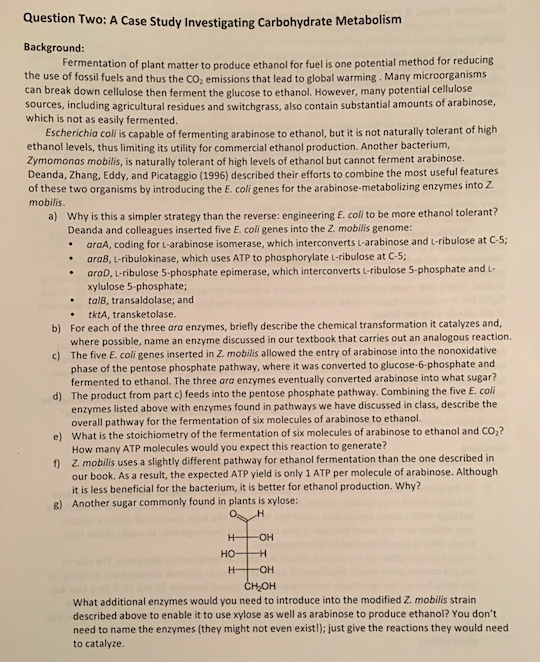 Solved A Case Study Investigating Carbohydrate Metabolism | Chegg.com