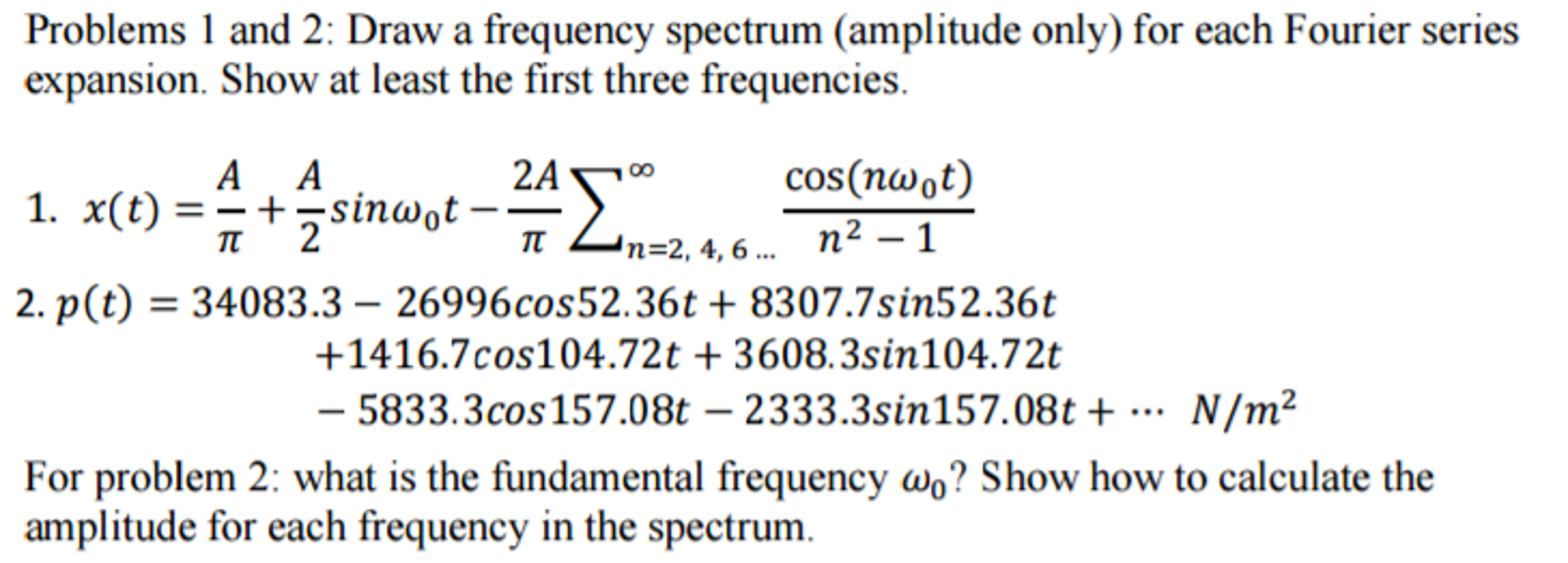 Solved: Draw A Frequency Spectrum (amplitude Only) For Eac... | Chegg.com