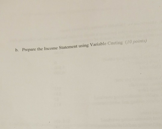 Solved Problem 4: Absorption vs. Variable Costing (20 points | Chegg.com