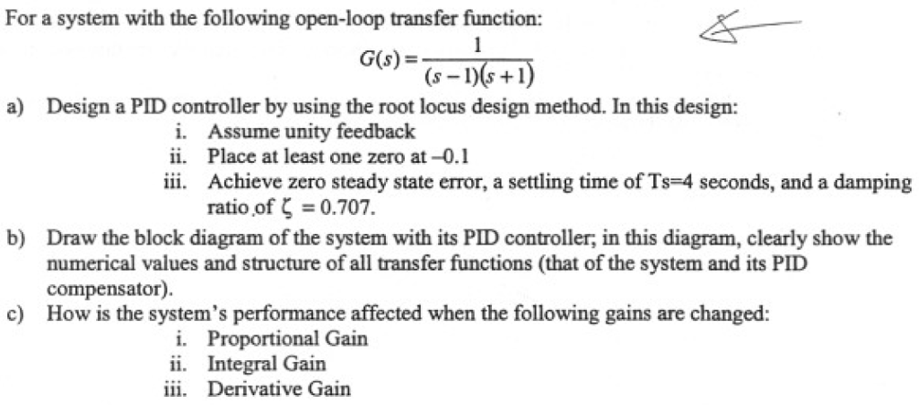 Solved: For A System With The Following Open-loop Transfer... | Chegg.com