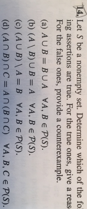 Solved Let S be a nonempty set. Determine which of the | Chegg.com