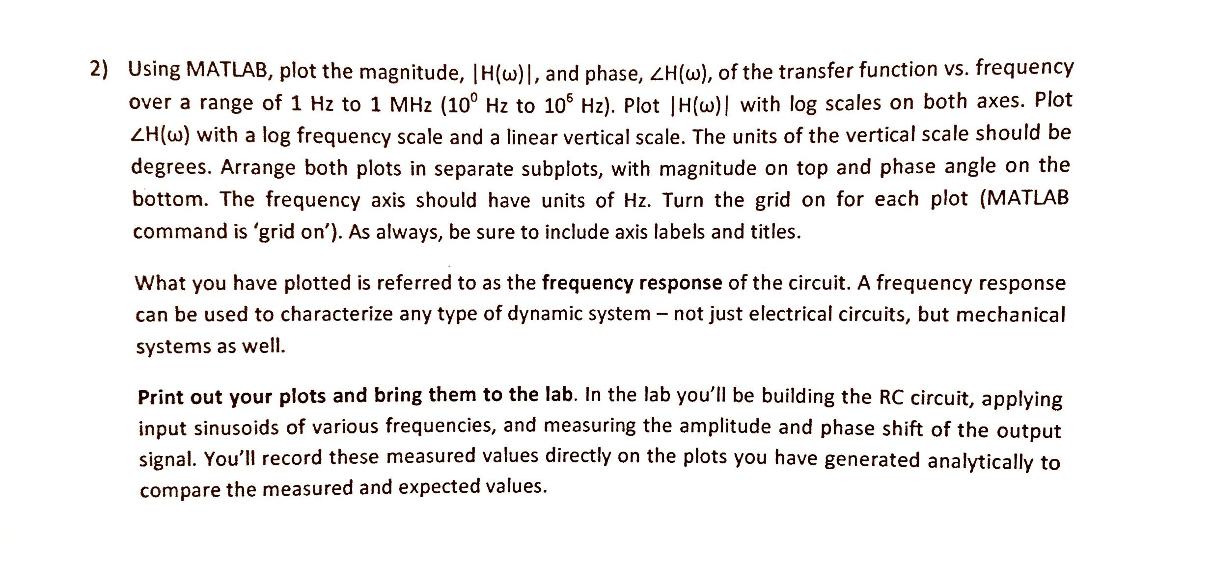 Solved Using Matlab Plot The Magnitude H U And Phase
