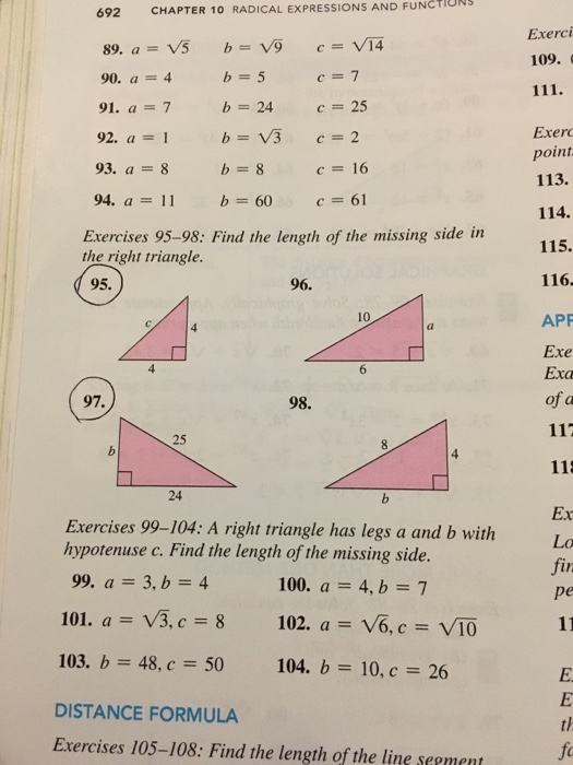 Solved Find The Length Of The Missing Side In The Right Chegg