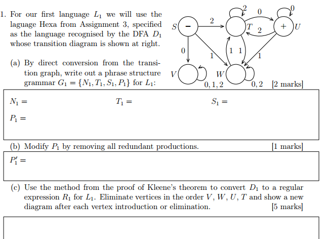 1. For our first language L1 we will use the laguage | Chegg.com