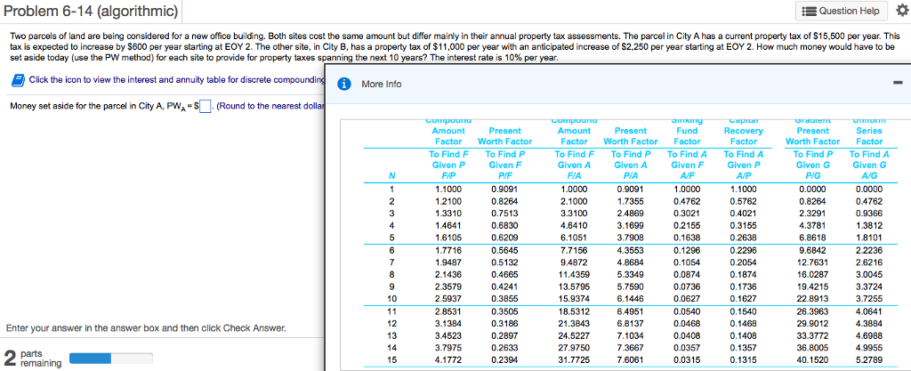 Solved Problem 6-14 (algorithmic) Question Help Two parcels | Chegg.com