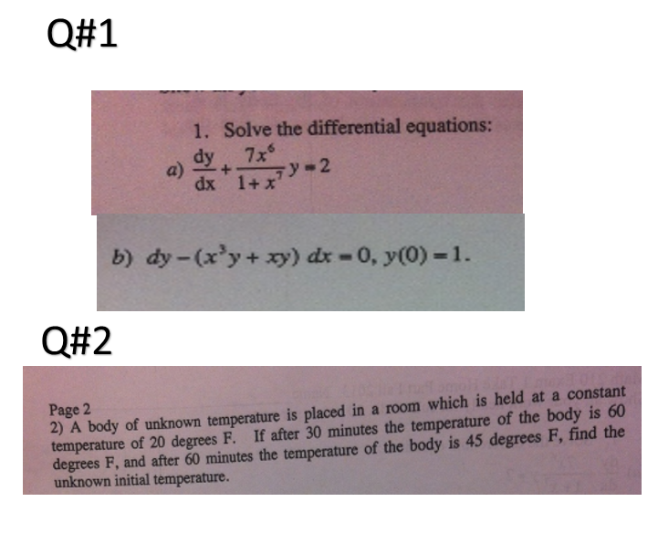 Solved: Solve The Differential Equations: A Body Of Unknow... | Chegg.com