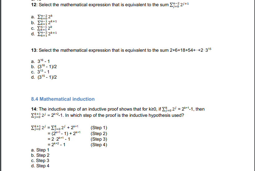 Solved 12: Select the mathematical expression that is | Chegg.com