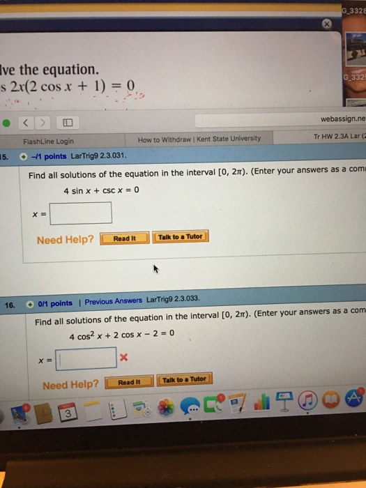 Solved Find all solutions of the equation in the interval | Chegg.com