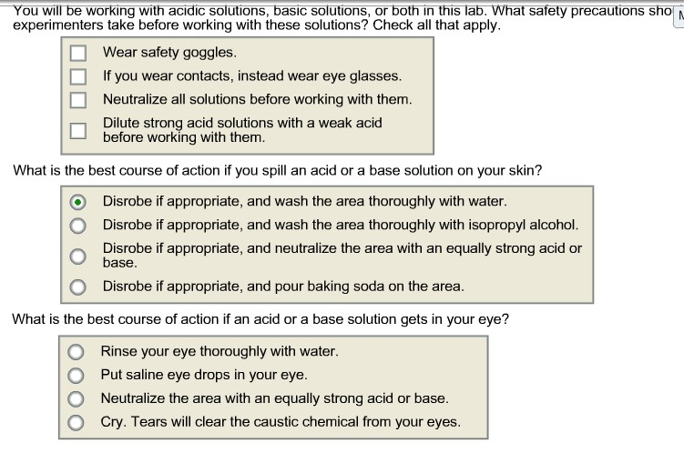 Solved You will be working with acidic solutions, basic | Chegg.com