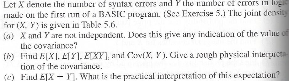 Solved Let X denote the number of syntax errors and Y the | Chegg.com