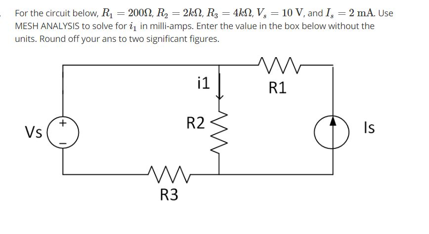 Solved For the circuit below, R_1 = 200ohm, R_2 = 2k ohm, | Chegg.com