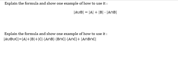 Solved Explain the formula and show one example of how to | Chegg.com