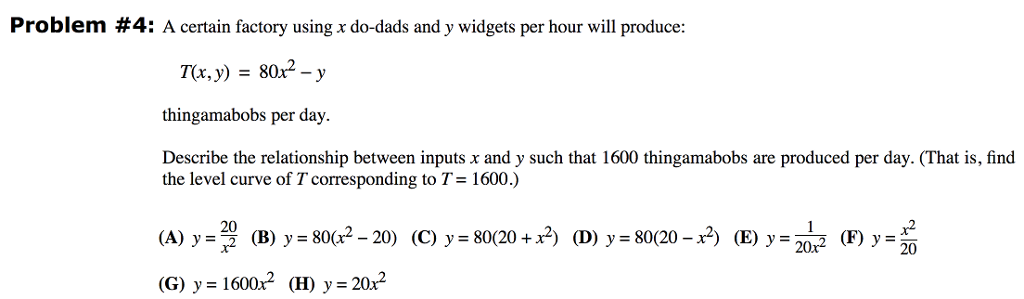 Solved Problem #4: A certain factory using x do-dads and y | Chegg.com