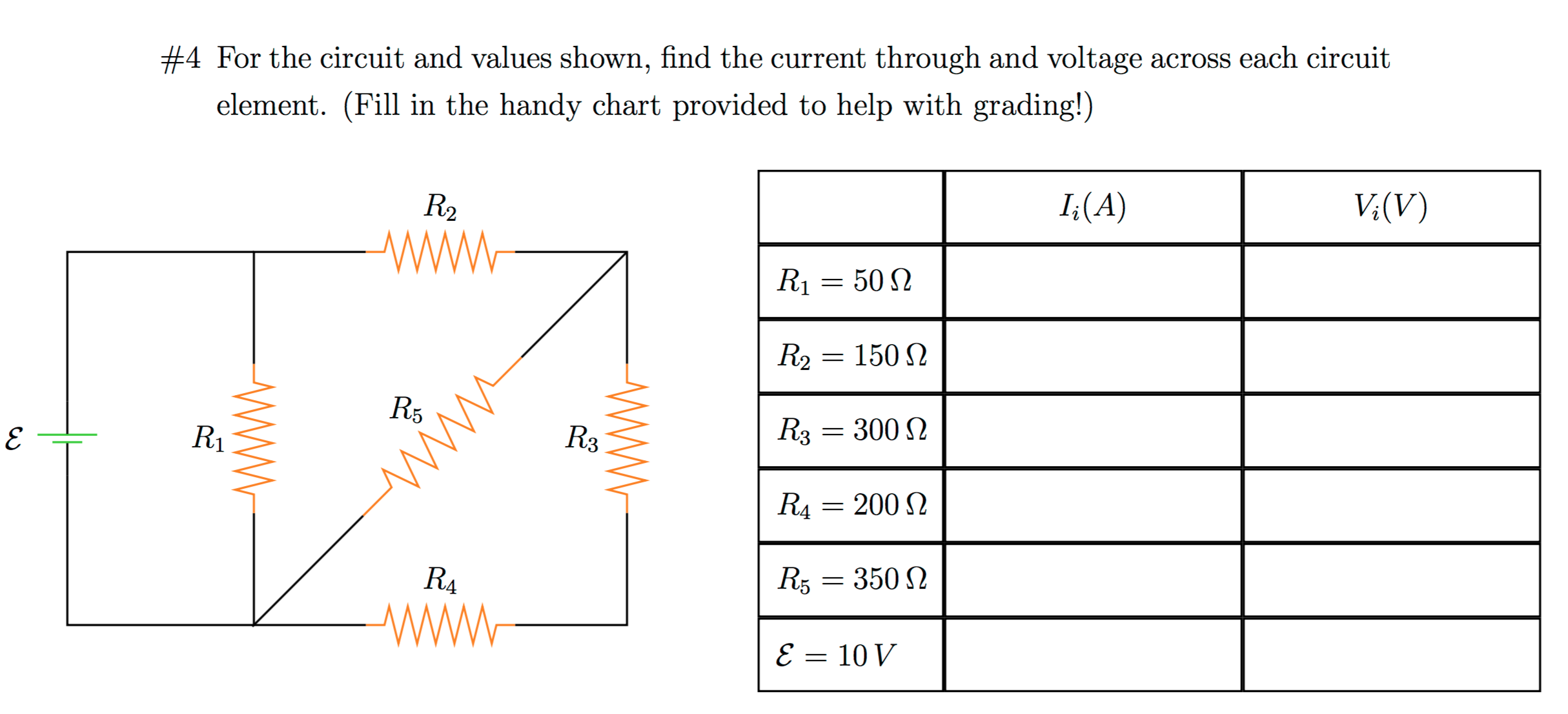Solved For the circuit and values shown, find the current | Chegg.com