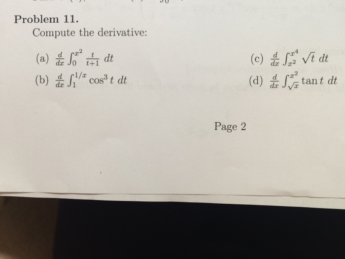 Solved Compute the derivative: d/dx integral_0^x^2 t/t + 1 | Chegg.com